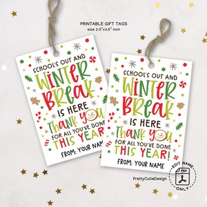 Classroom Christmas Gift Tags, Printable Holiday Tags, Thank You ...