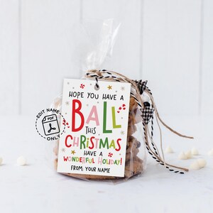 Christmas Gift Tags, Funny Holiday Printable, Have A Ball Present ...