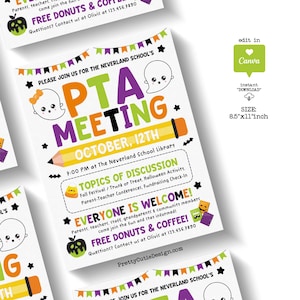 Halloween PTA Meeting Flyer: Editable School Event Poster (canva ...