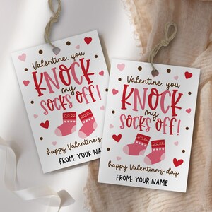 Valentine Sock Tags, Knock Socks off Valentine Socks Gift Tag ...