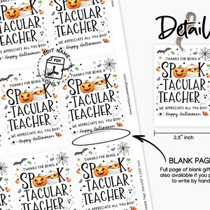 Teacher Halloween Gift Tag Printable, Spooktacular Teacher Halloween ...