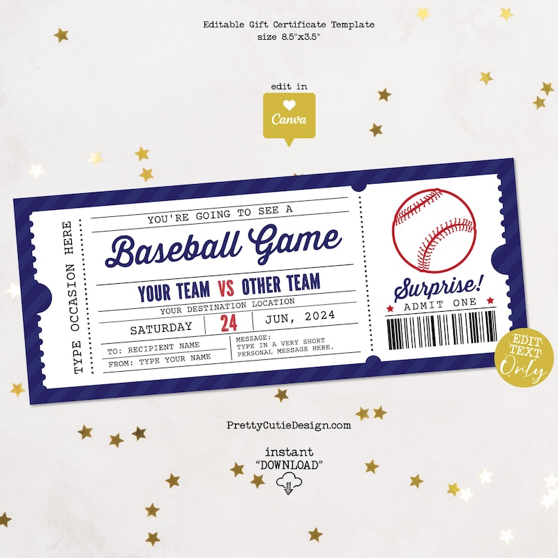 Baseball Ticket - Etsy