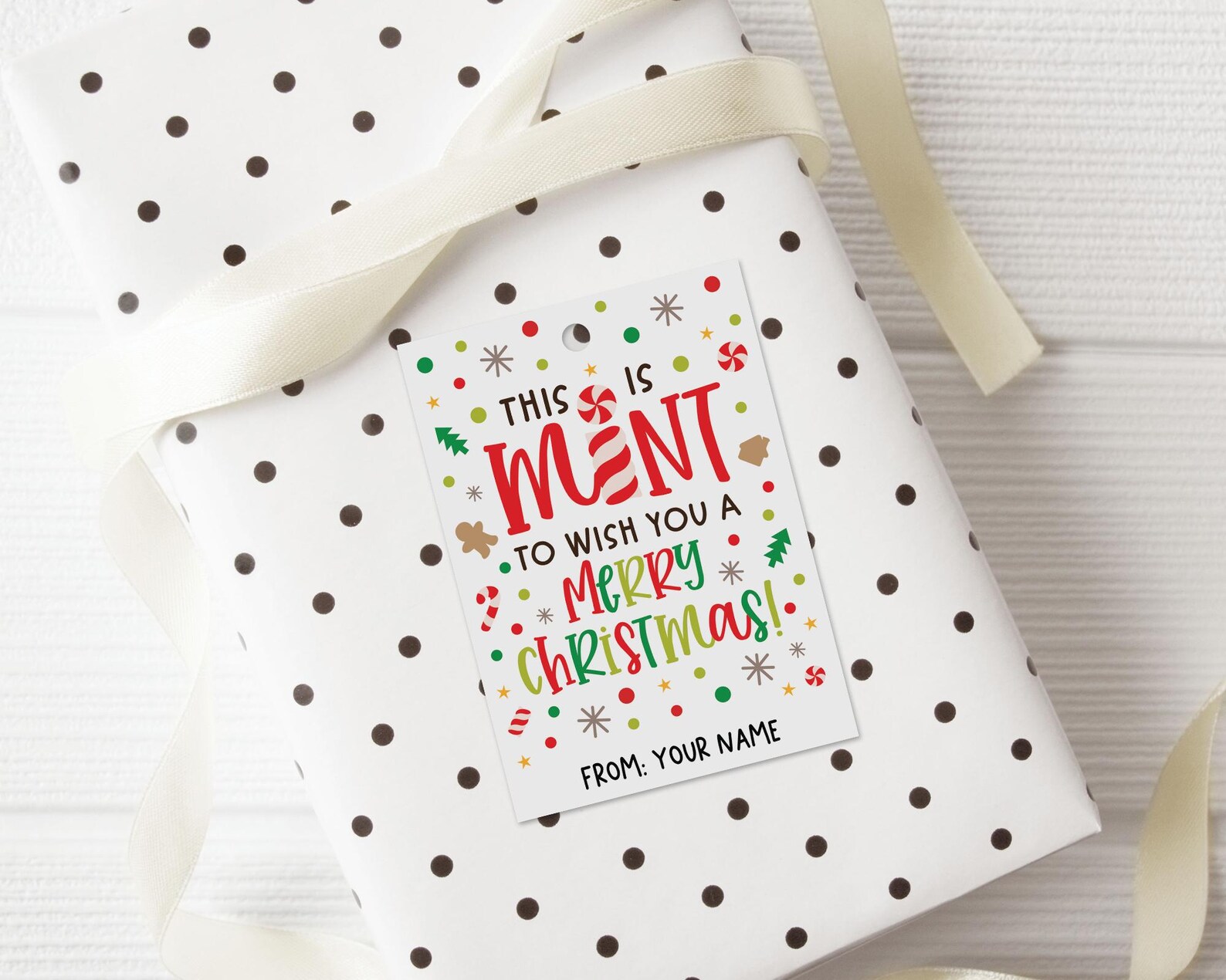 Peppermint Candy Christmas Gift Tags Printable, Mint Pun Holiday Labels ...