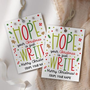 School Supplies Holiday Gift Tags, Hope Your Christmas is Just WRITE ...