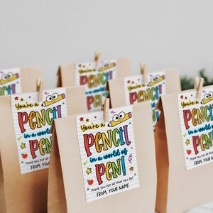 Teacher Appreciation Tags, Thank You Teacher Pencil Gift Tag, School ...