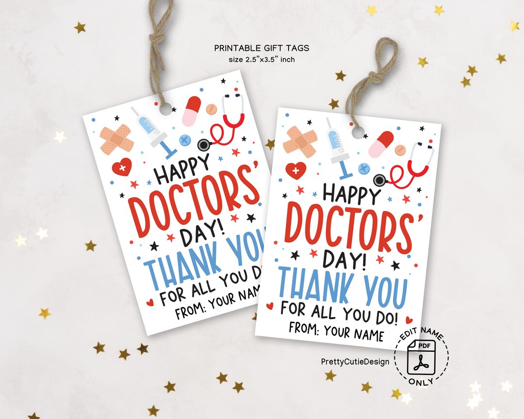 Printable Doctor's Day Gift Tags Instant Download, Happy National ...