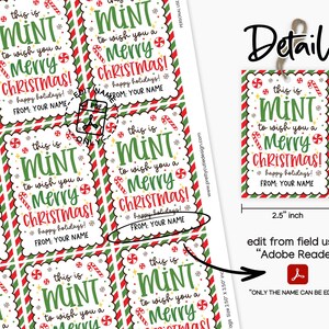 Christmas Candy Gift Tag Printable, Mint to Wish You a Merry Christmas ...