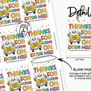School Bus Driver Appreciation Tag Printable, Thanks for Going the ...