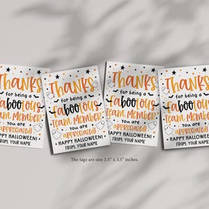 Halloween Gift Tags Printable, Thanks for Being a Faboolous Team Member ...