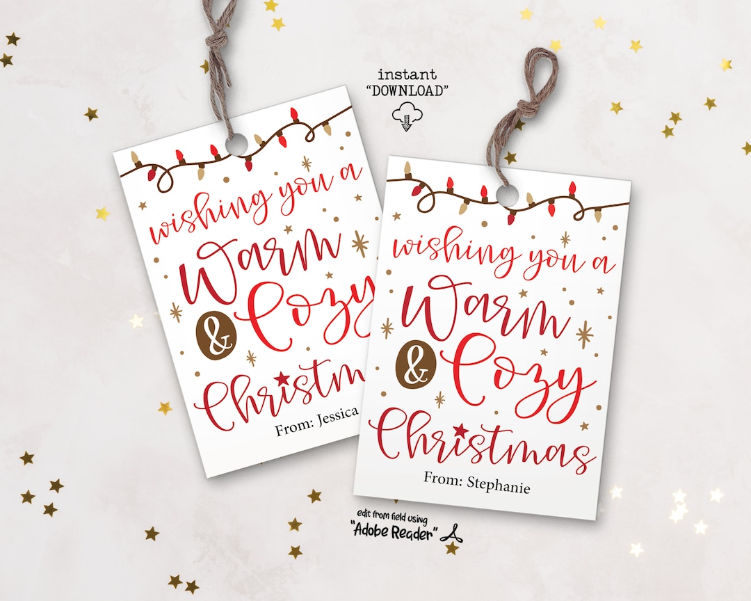 Warm and Cozy Christmas Tag, Warm and Cozy Holiday Tag, Cozy Socks ...