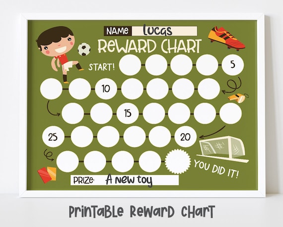 Soccer Reward Chart for Kids for Kids Simple Kids Reward | Etsy