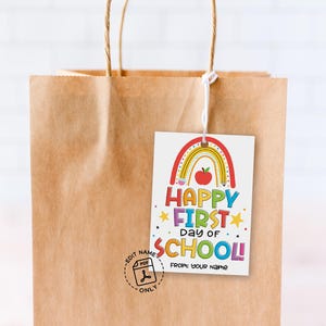 Rainbow First Day of School Gift Tags: Printable Favor Tags (PDF ...