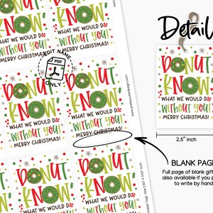 Printable Christmas Donut Cake Gift Tags, Donut Know What We Would Do ...