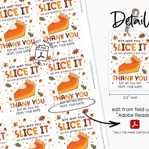 Thanksgiving Gift Tags Printable, Any Way You Slice It, Thank You ...