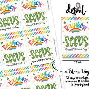 St Patricks Day Rainbow Seeds Gift Tag, Rainbow Candy Gift for Friend ...