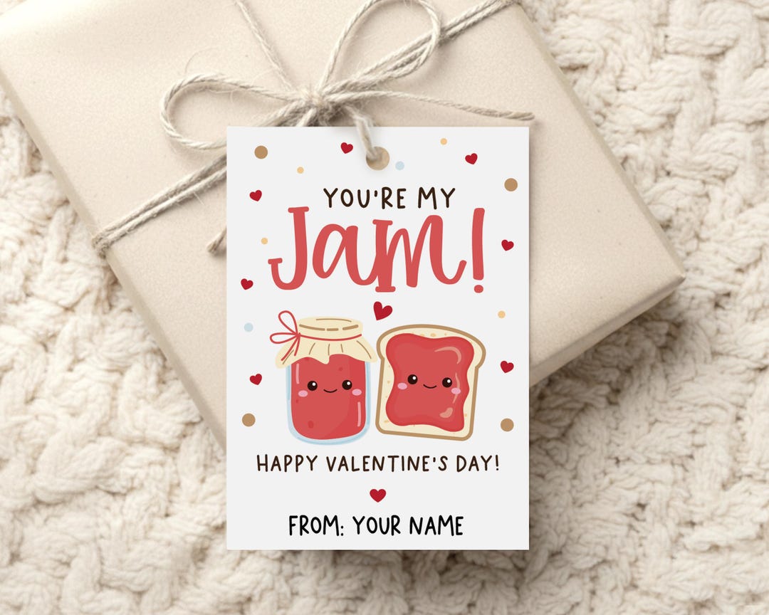 Kids Classroom Valentine Tags, You’re My Jam, Non Candy Printable ...