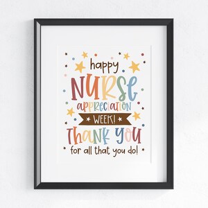 Happy Nurse Appreciation Week Printable Sign, Thank You Wall Art for ...