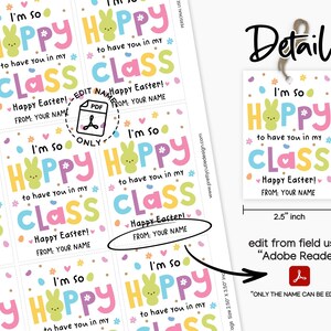 Easter Bunny Favor Tags Printable, Happy Easter Gift Tags, School ...