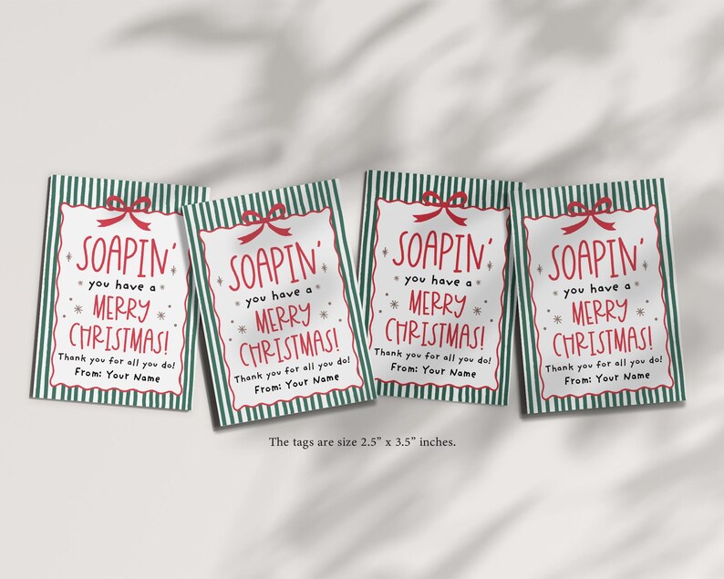 Soap Gift Tags, Merry Christmas Pun, Printable Holiday Labels for ...