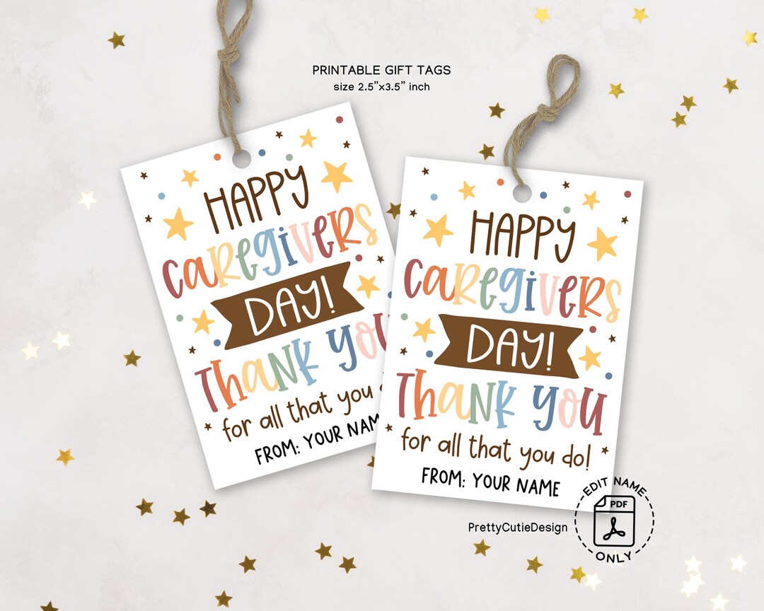 National Caregivers Day Tag Printable Download, Caregiver Thank You Tag ...