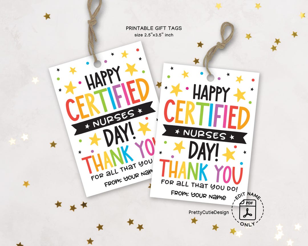 Certified Nurses Day Gift Tag, Happy Certified Nurses Appreciation Day ...