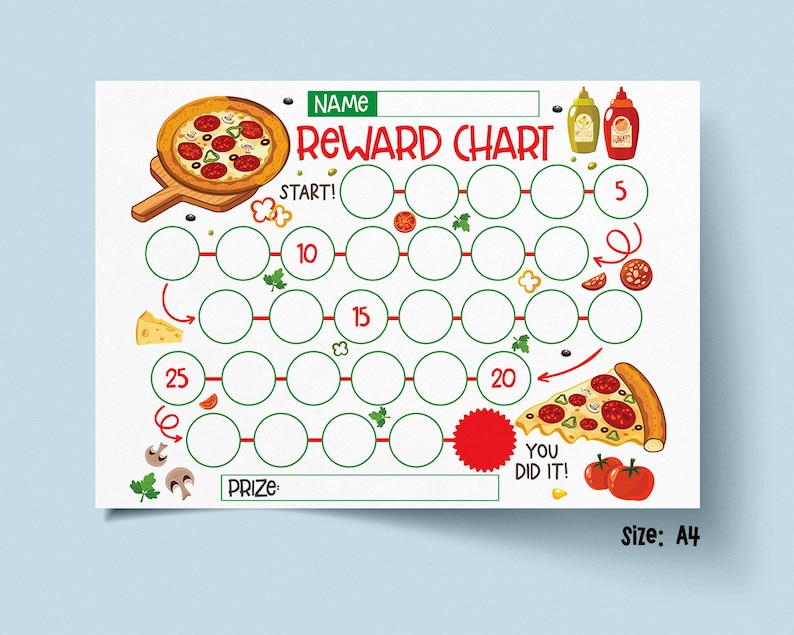 Pizza Reward Chart for Kids Simple Kids Reward Chart Cute | Etsy