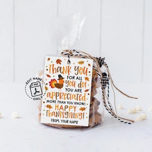 Thanksgiving Gift Tags Printable, Thankful Goodie Bag Tags, Happy Fall ...