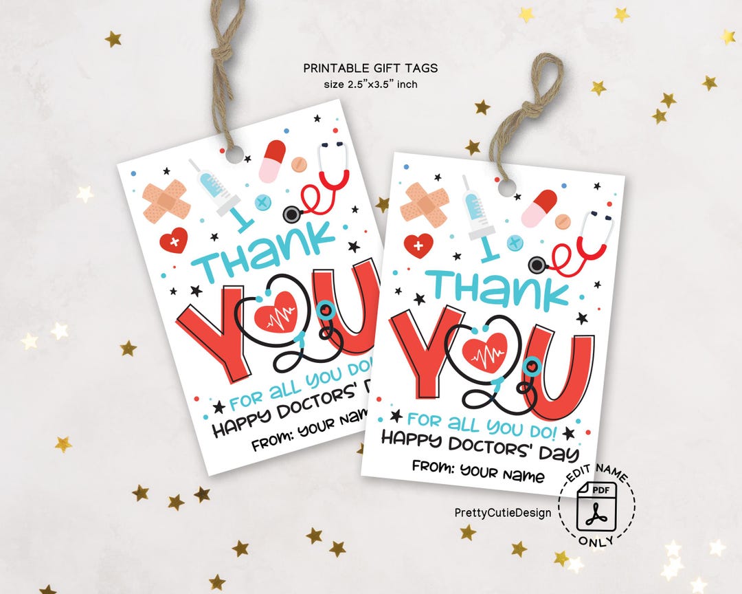 Doctor's Day Gift Tags Printable, Happy National Doctor's Day ...