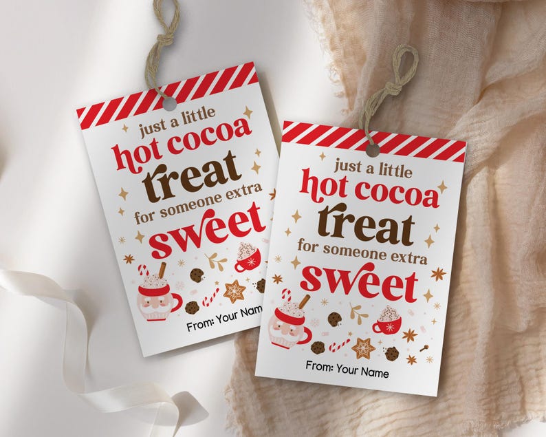 Christmas Hot Cocoa Gift Tags Printable, Sweet Treat Favor (instant ...