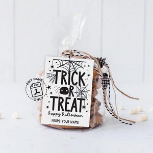 Printable Trick or Treat Tags: Spider Web Halloween Favor Tags (digital ...
