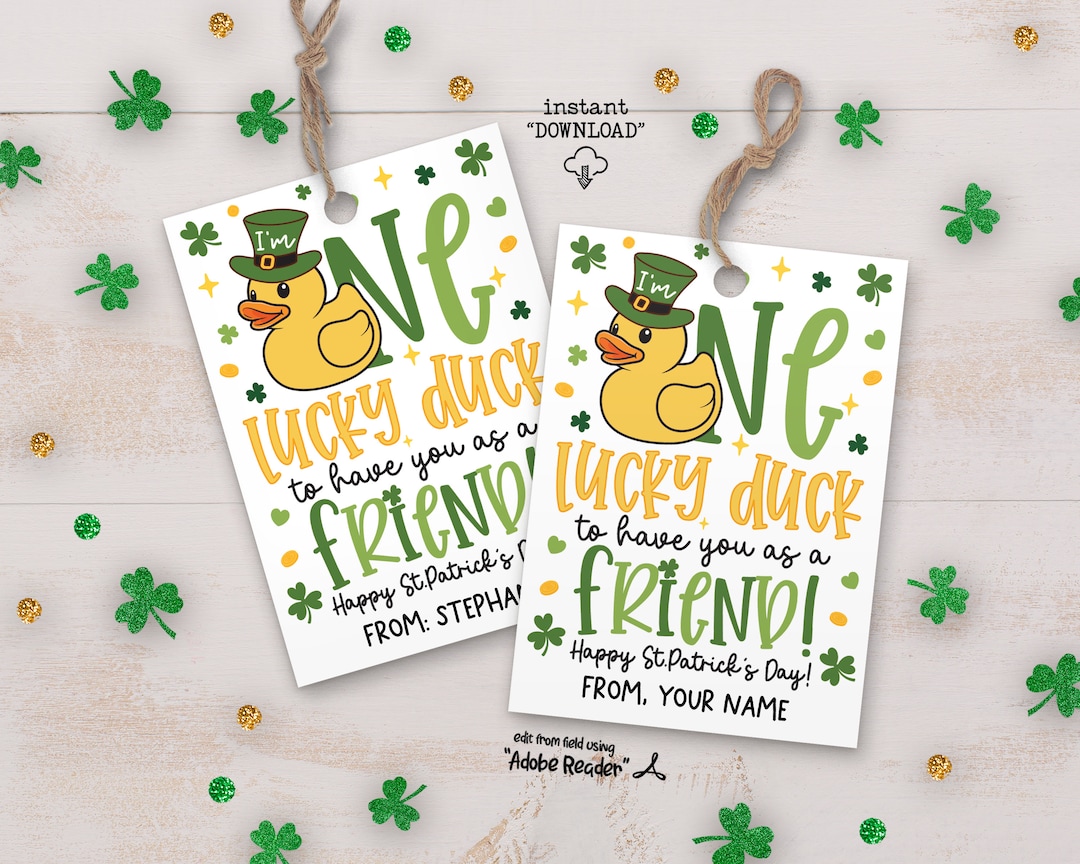 One Lucky Duck St Patricks Day Tag, Rubber Duck Tags, Happy St Patricks ...