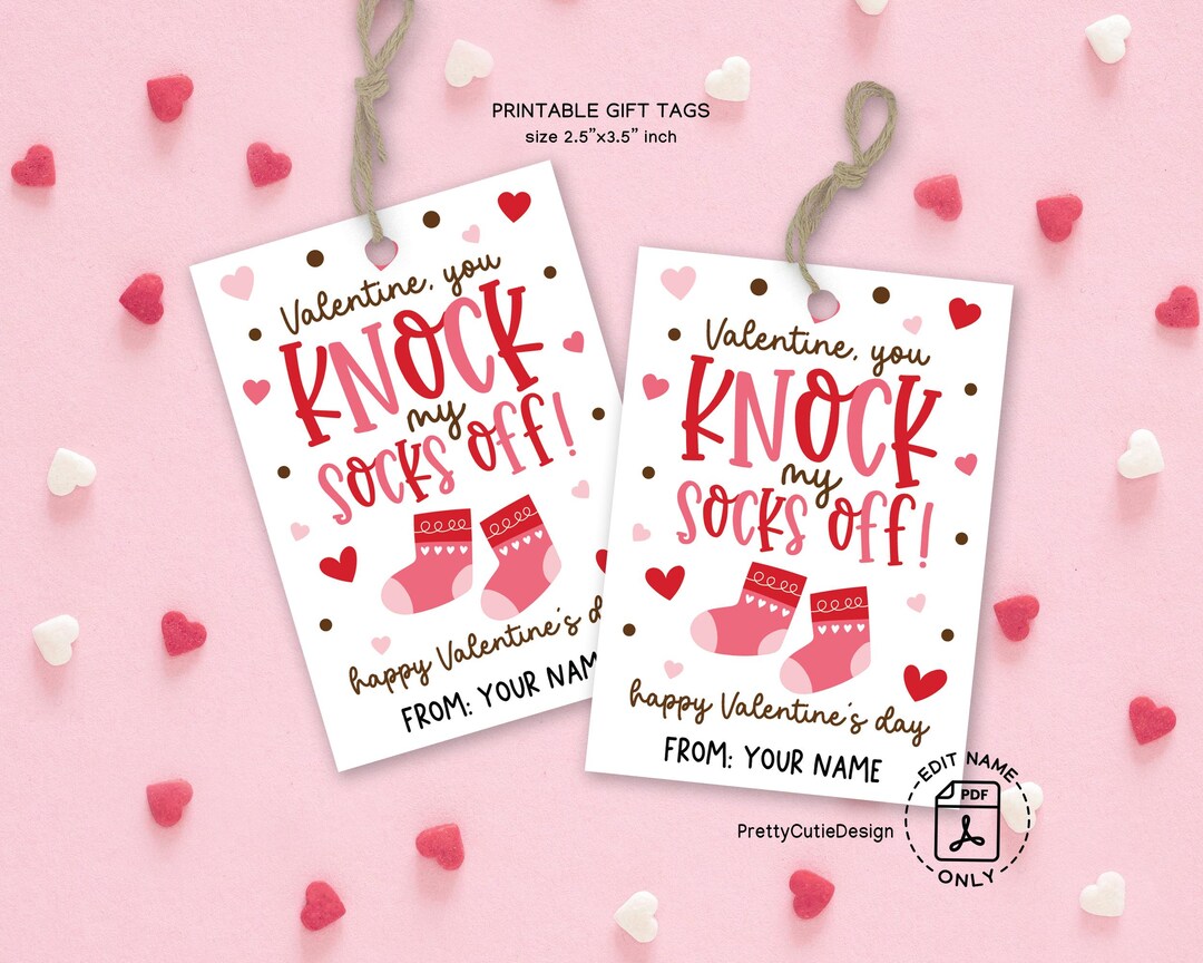 Valentine Sock Tags, Knock Socks off Valentine Socks Gift Tag ...