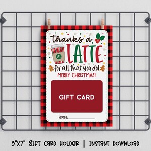 Christmas Coffee Gift Card Holder, Thanks a Latte, Staff Appreciation ...