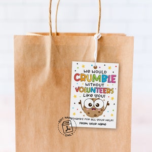 Volunteer Appreciation Gift Tag Printable, Volunteer Thank You Cookie ...