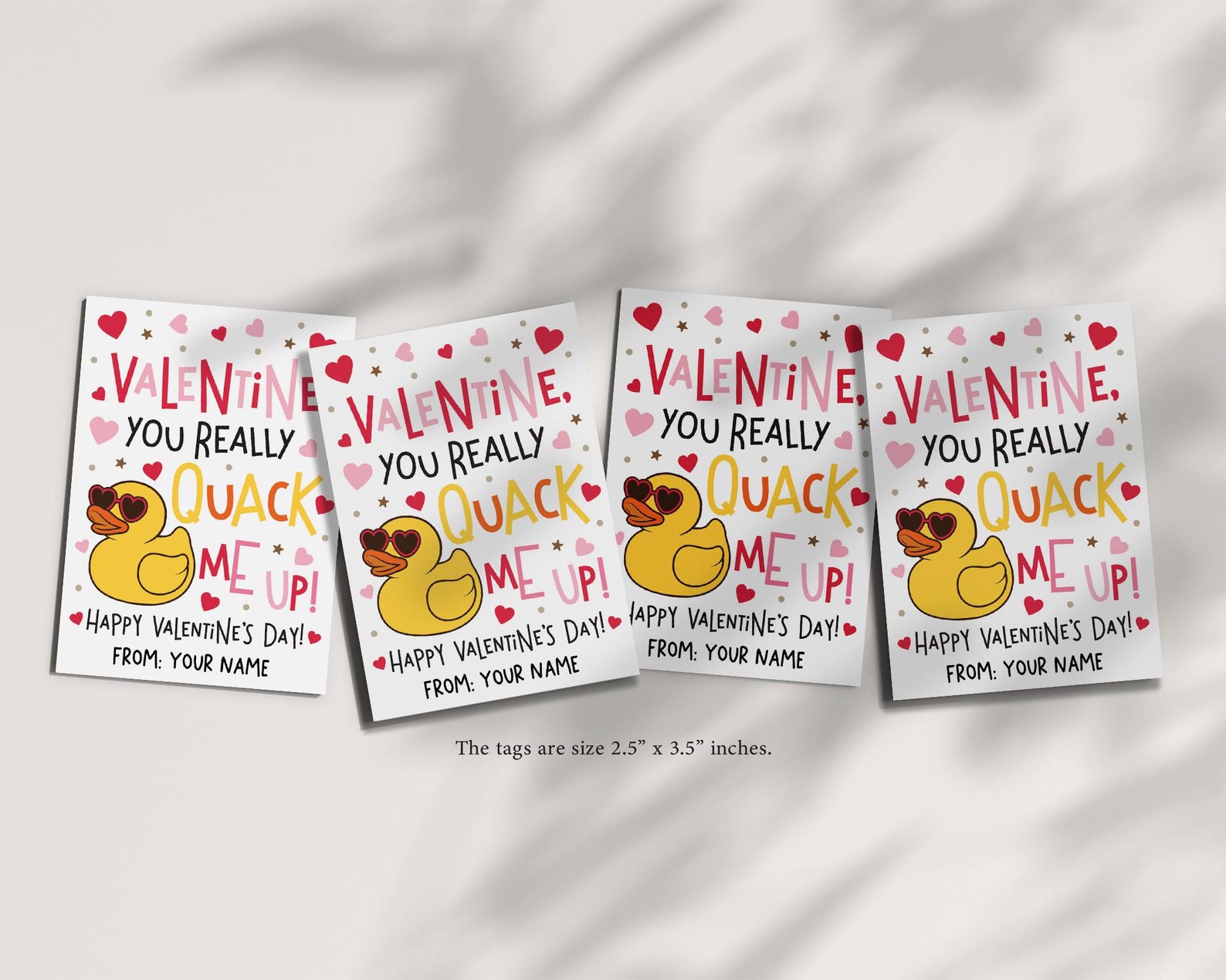 Rubber Duck Valentine's Day Gift Tags Printable, Kids Classroom Favor ...