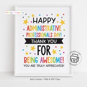 Administrative Professionals Day Sign Printable, Office Wall Art, Admin ...