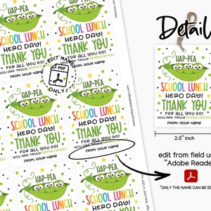 School Lunch Hero Day Gift Tag Printable, School Lunch Hero Card, Thank ...