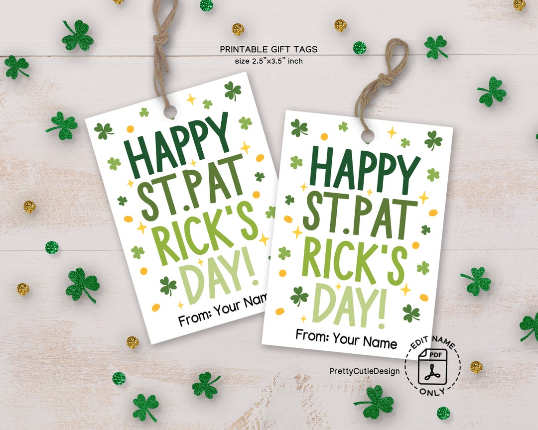 Happy St Patricks Day Tags, St Pattys Day Classroom Gift Tags, Kids St ...