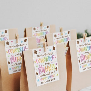 Happy Easter Printable Gift Tags, Easter Bunny Coworker Gift Tag, Thank ...