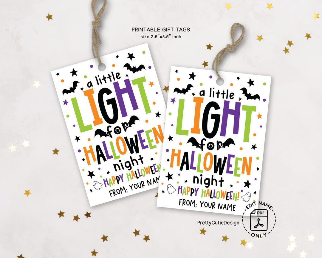 Halloween Gift Tags Printable, A Little Light for Halloween Night Tags ...