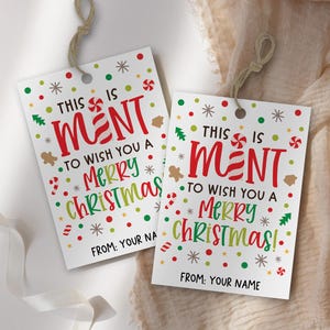 Peppermint Candy Christmas Gift Tags Printable, Mint Pun Holiday Labels ...