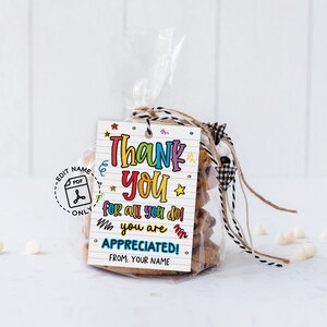 Teacher Appreciation Tag, Teacher Appreciation Week Gift Tags, Thank ...