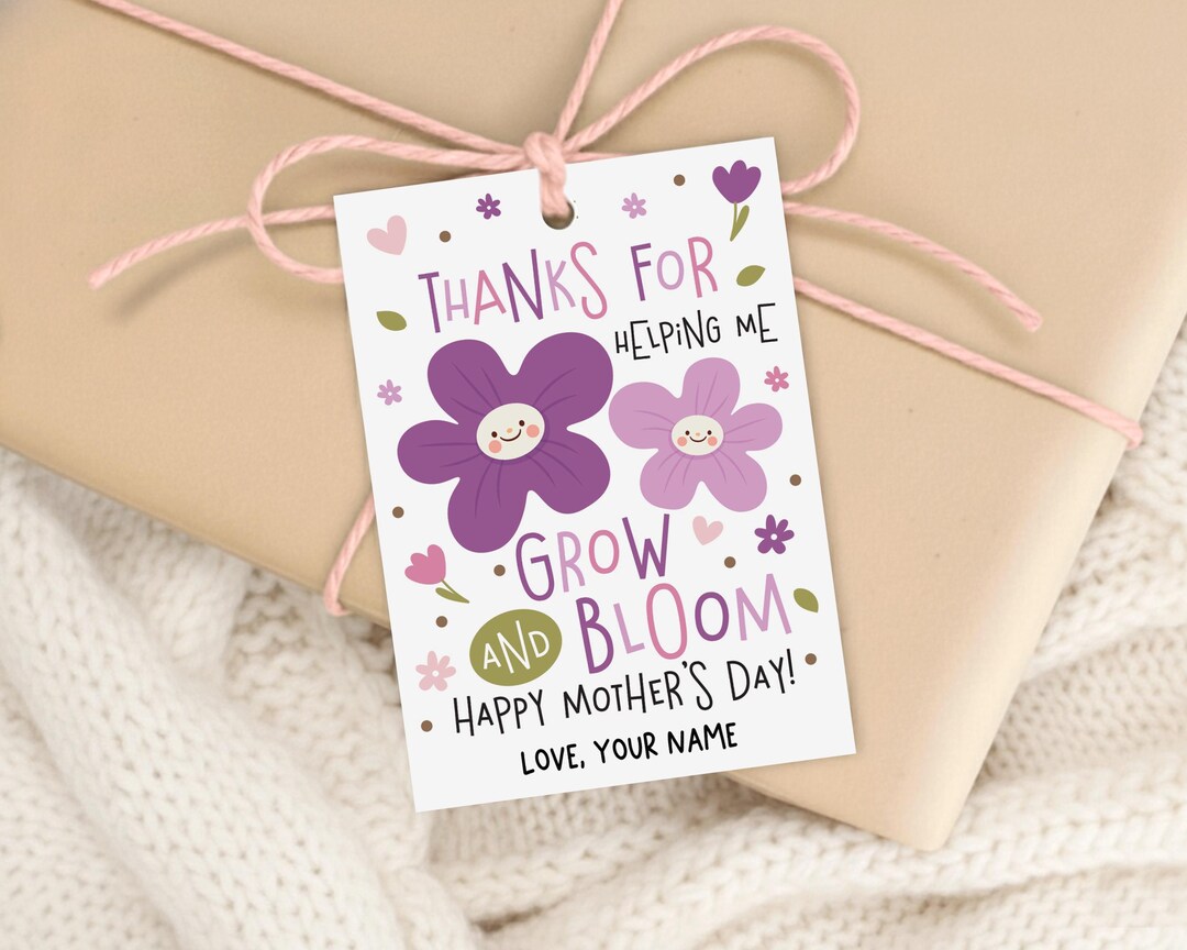 Mother’s Day Gift Tag for Mom With Floral Bloom Message and Sweet ...