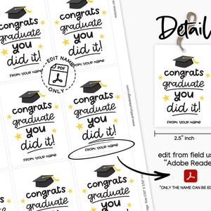 Congrats Grad Graduation Gift Tags, Class of 2025 Gifts Bulk ...