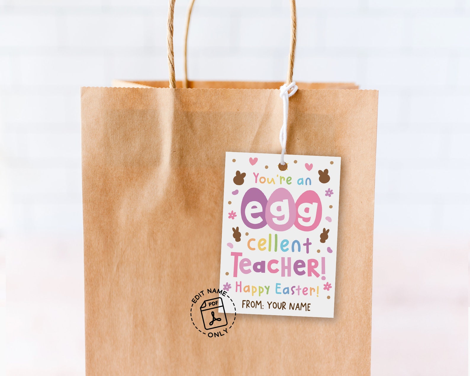 Easter Printable Gift Tags, Eggcellent Teacher Easter Tag, Thank You ...