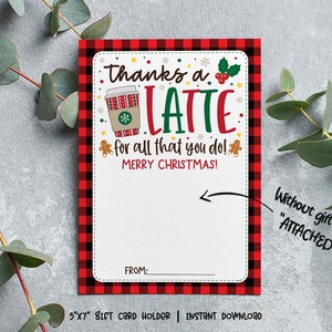 Christmas Coffee Gift Card Holder, Thanks a Latte, Staff Appreciation ...