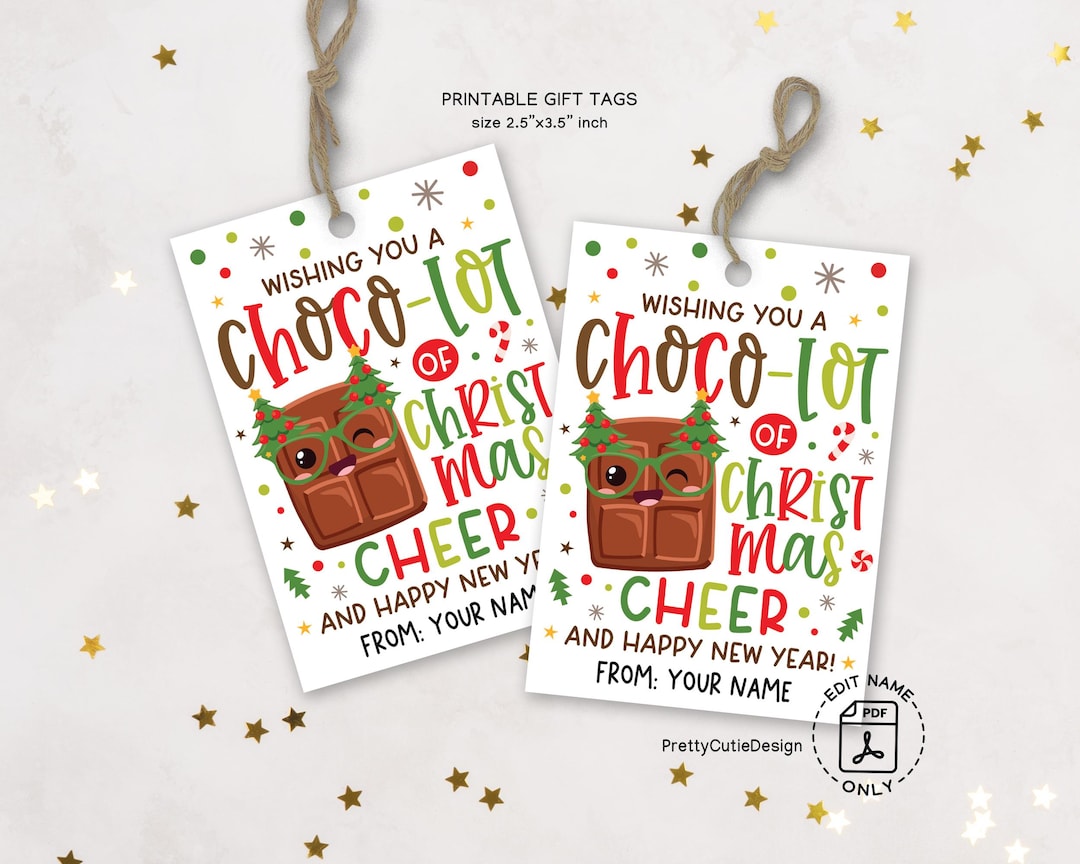 Printable Christmas Chocolate Gift Tags, Christmas Goodie Bag Tags ...