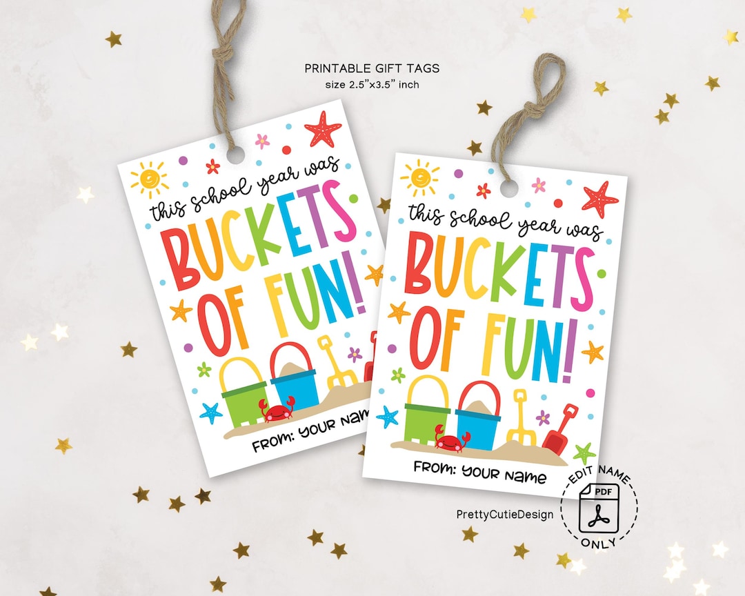 Buckets of Fun Gift Tags: End of School Year (PDF Pattern) - Etsy