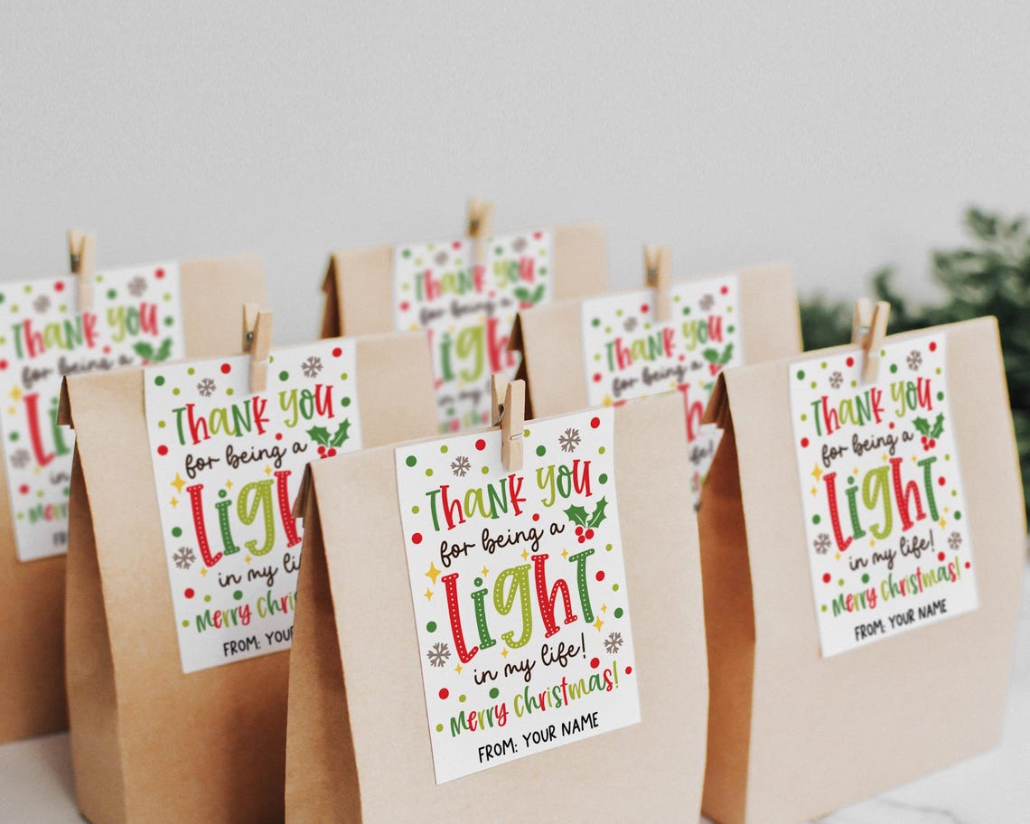 Christmas Candle Gift Tags Printable, Light in My Life, Holiday Thank ...