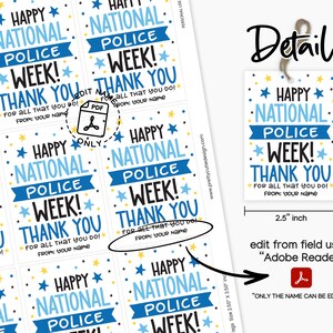 Police Appreciation Gift Tags: National Police Week (PDF Printable) - Etsy